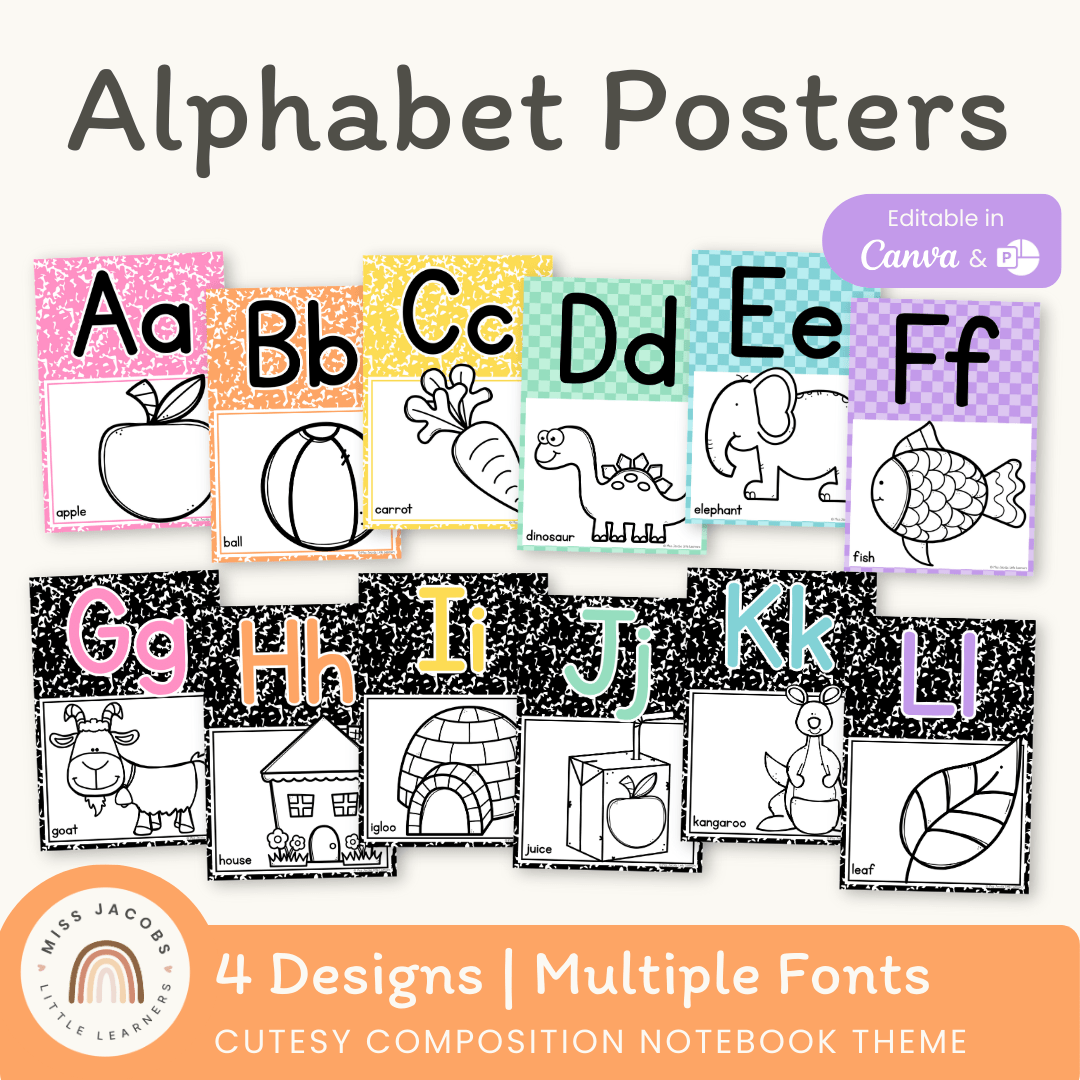 Alphabet Posters - Cutesy Classroom Theme - Miss Jacobs
