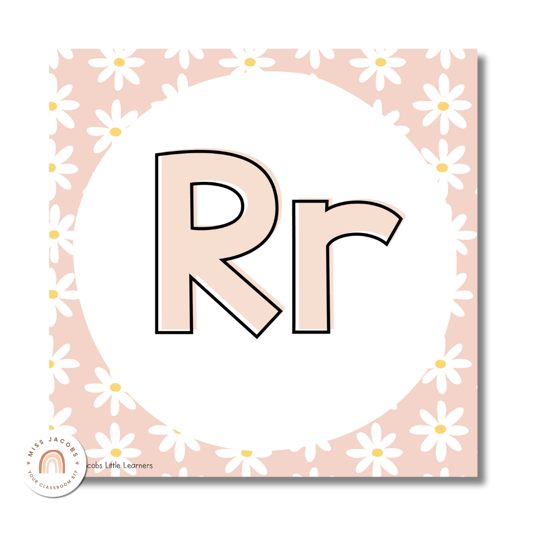 Alphabet Posters - Daisy Gingham Neutrals Decor