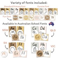 Alphabet Posters - Daisy Gingham Neutrals Decor