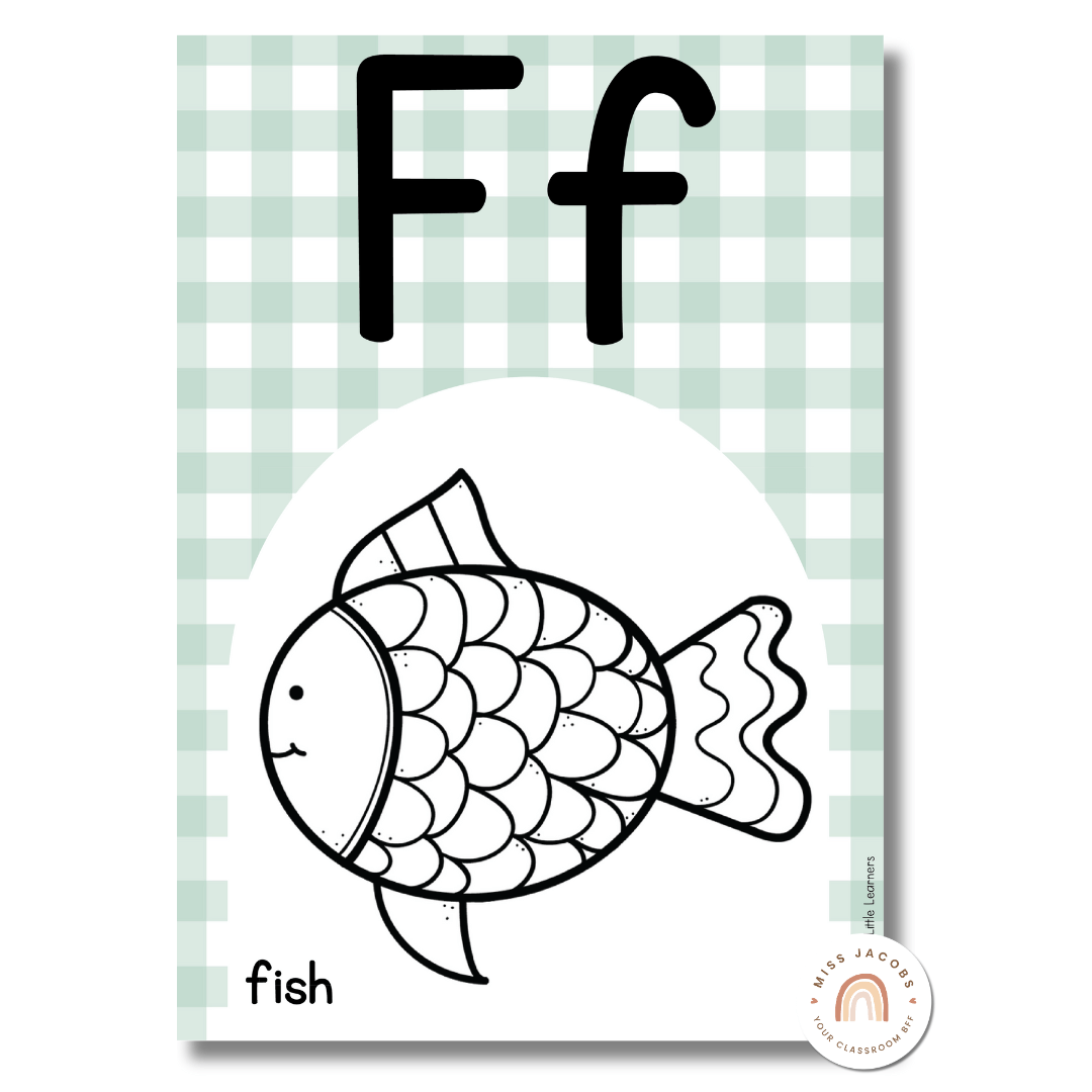 Alphabet Posters - Daisy Gingham Pastels Decor