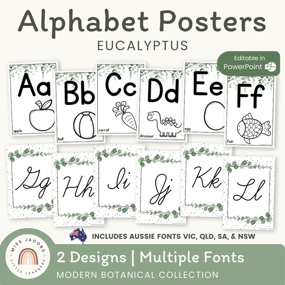 Alphabet Posters Eucalyptus - Modern Botanical Theme - MJLL – Miss ...