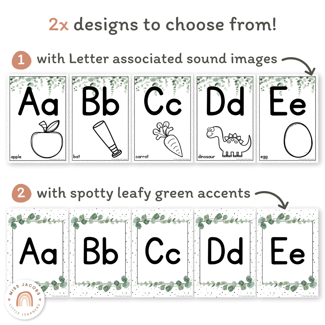 Alphabet Posters Eucalyptus - Modern Botanical Theme - MJLL