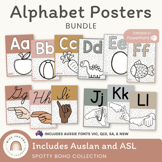 Alphabet Posters - Spotty Boho Classroom Decor – Miss Jacobs Little ...