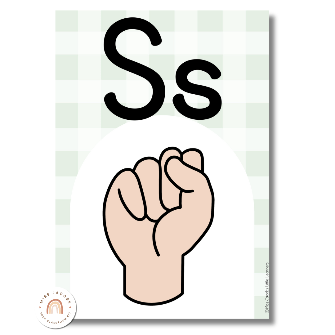 Alphabet Posters Bundle - ASL & Auslan - Daisy Gingham Neutrals
