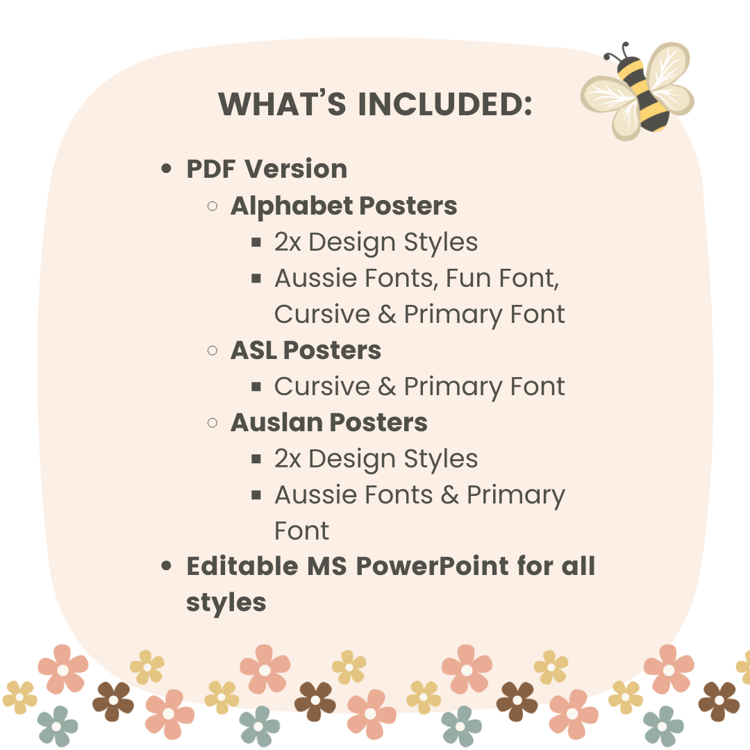 Alphabet Posters Bundle - ASL & Auslan - Daisy Gingham Neutrals