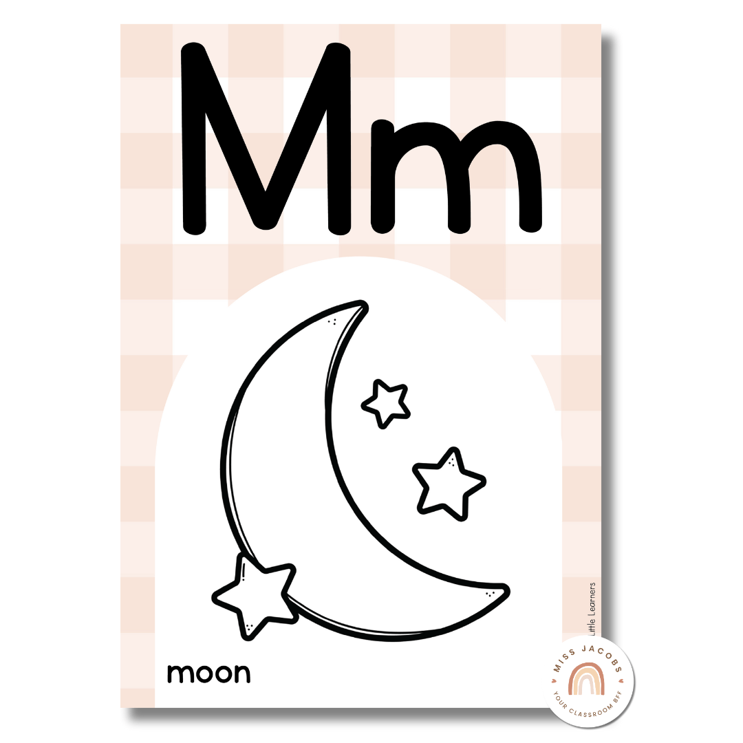 Alphabet Posters Bundle - ASL & Auslan - Daisy Gingham Neutrals