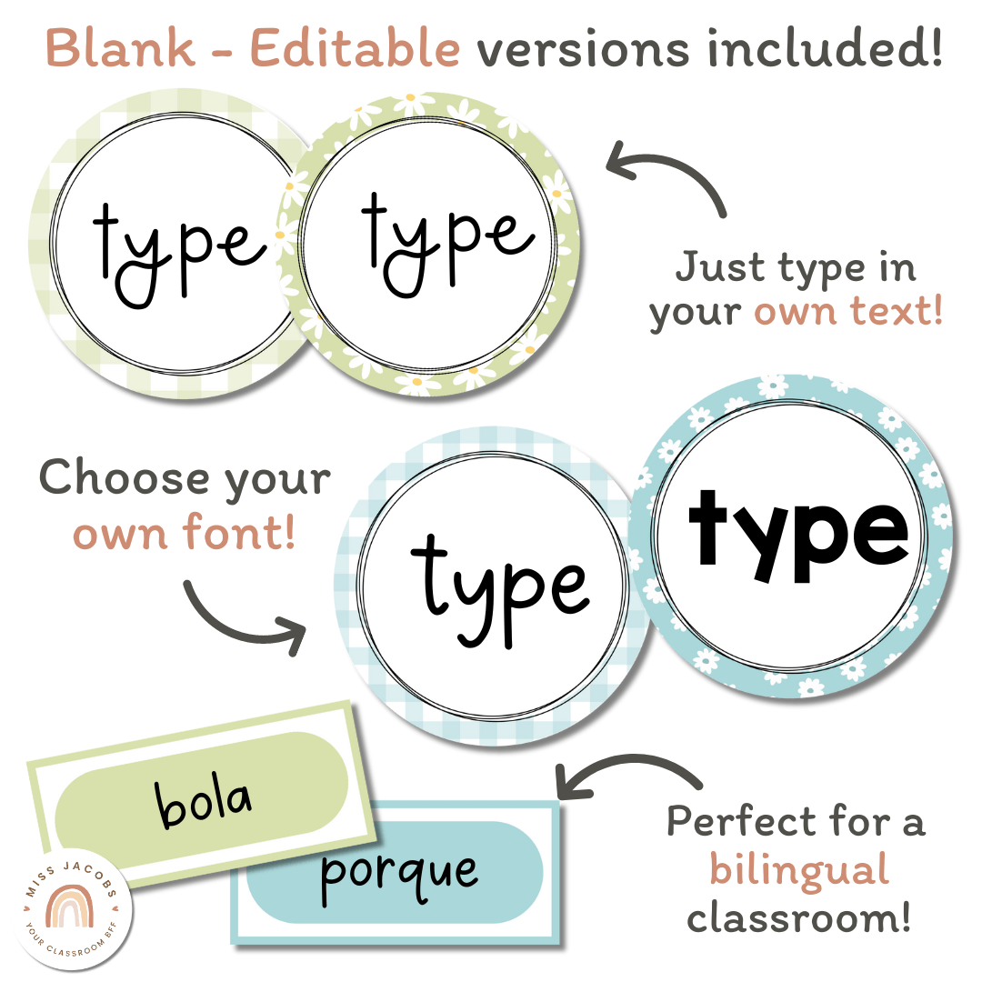 Alphabet Word Wall - Daisy Gingham Pastels Decor