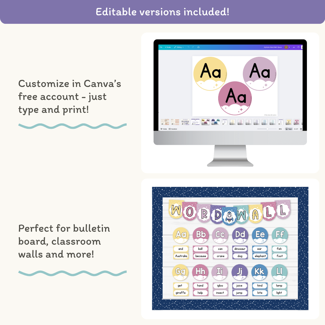 Alphabet Word Wall - Dreamy Space Classroom Decor - MJLL
