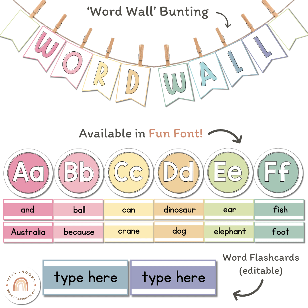 Alphabet Word Wall - Simply Pastel Classroom Decor - Miss Jacobs