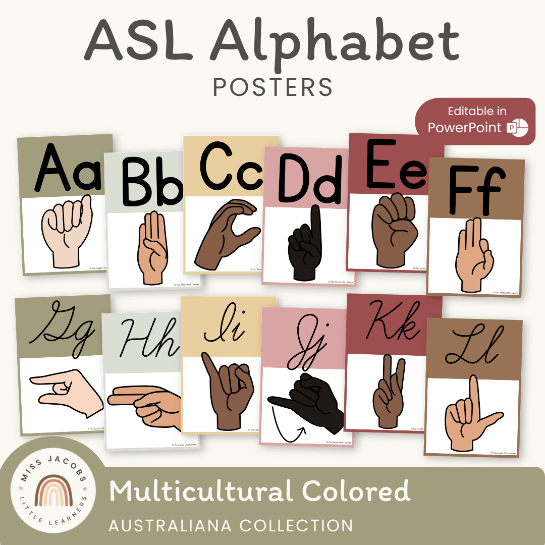 ASL Alphabet Posters - American Sign Language - Australiana Theme ...