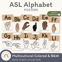 ASL Alphabet Posters - American Sign Language - Boho Plants Decor ...