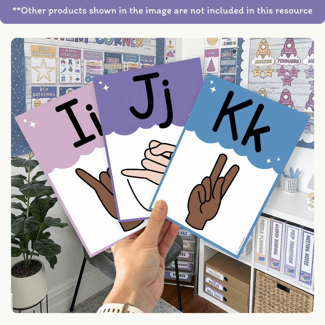 ASL Alphabet Posters: American Sign Language - Space Theme