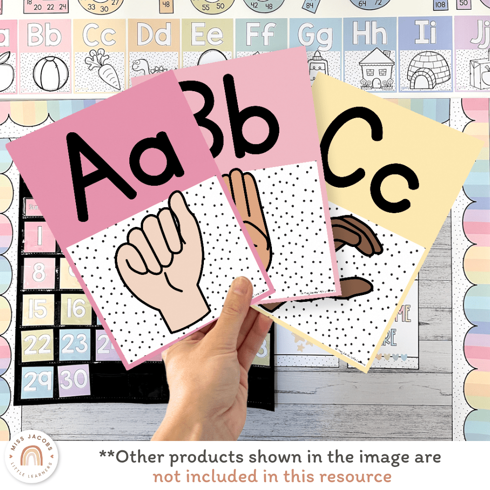 ASL Alphabet Posters - American Sign Language - Spotty Pastel - MJLL