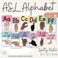 ASL Alphabet Posters - American Sign Language - Spotty Pastel - MJLL
