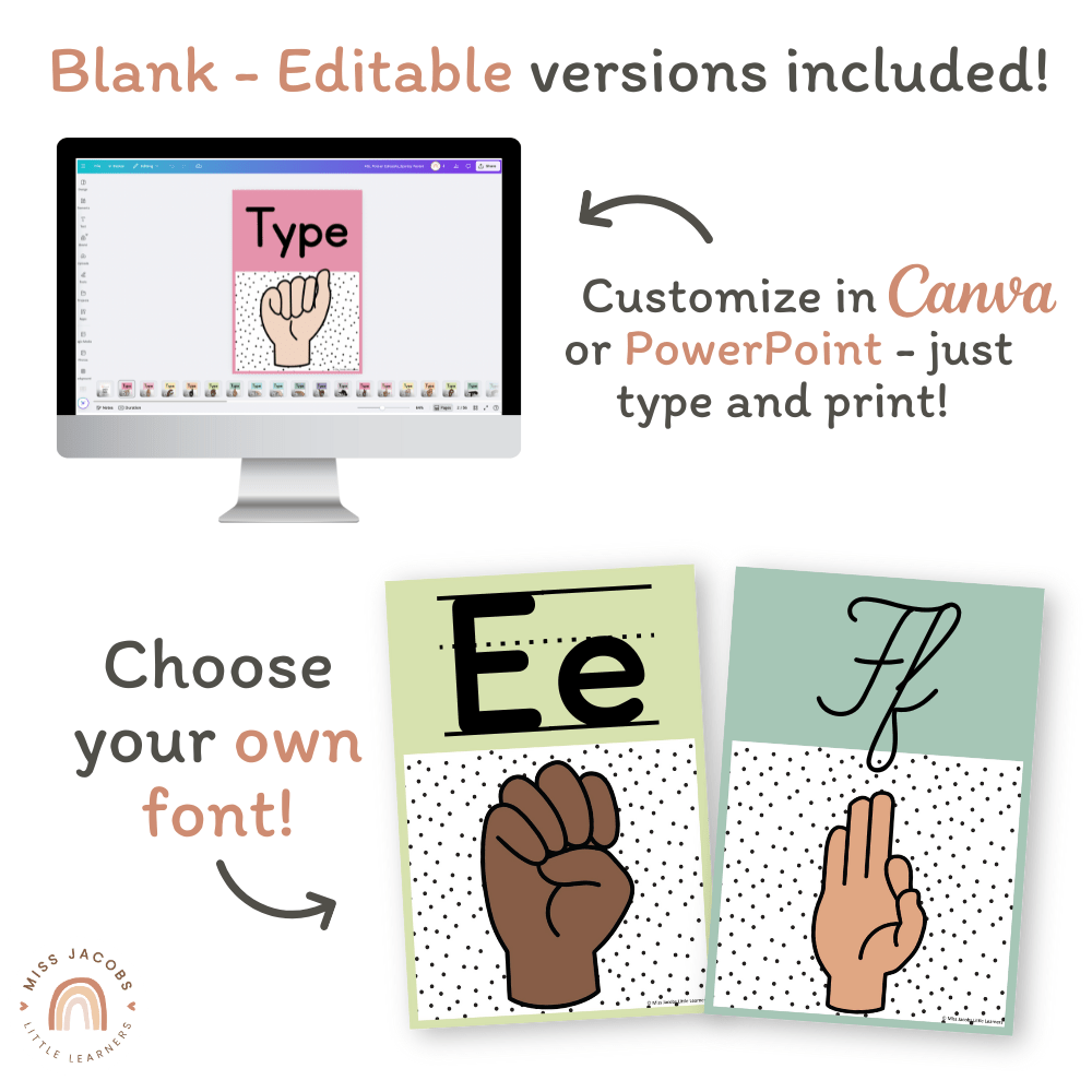 ASL Alphabet Posters - American Sign Language - Spotty Pastel - MJLL