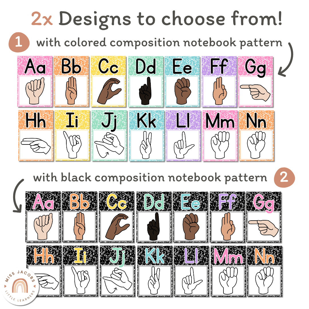ASL Alphabet Posters - American Sign Language - Cutesy Theme - MJLL