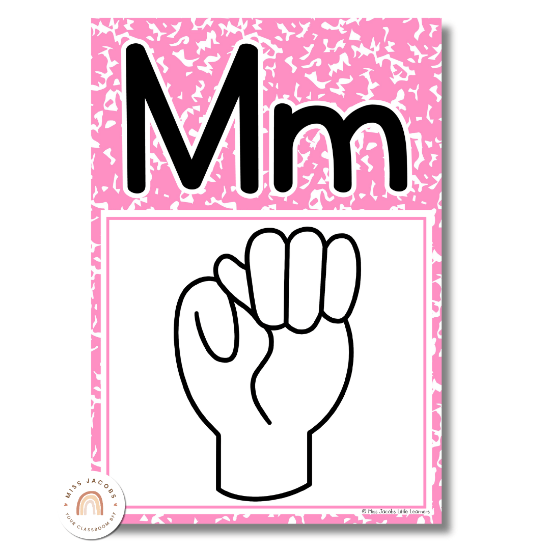 ASL Alphabet Posters - American Sign Language - Cutesy Theme - MJLL