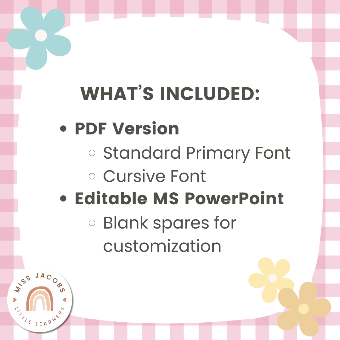 ASL Alphabet Posters (American Sign Language) - Daisy Gingham Pastels