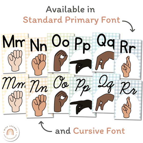 ASL (American Sign Language) Alphabet Posters | Daisy Gingham Pastels ...