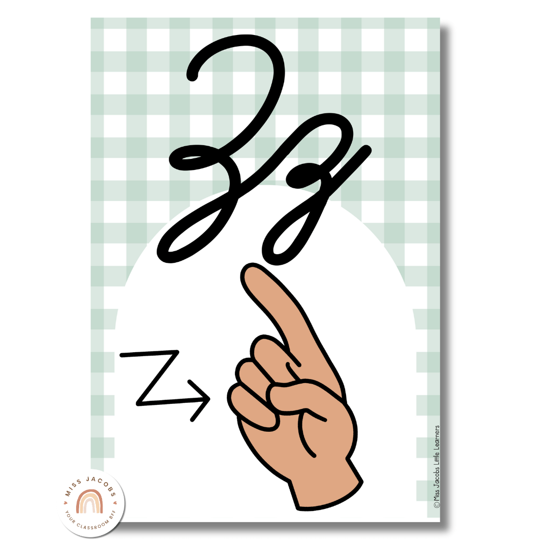 ASL Alphabet Posters (American Sign Language) - Daisy Gingham Pastels