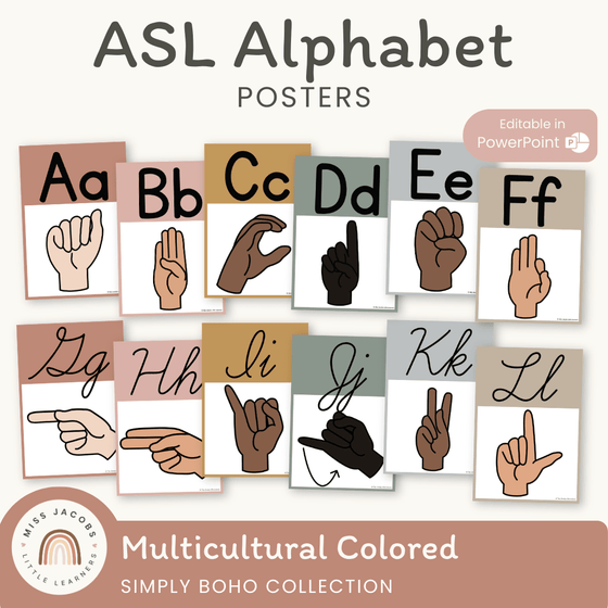 ASL (American Sign Language) Alphabet Posters | SIMPLE BOHO | Neutral ...
