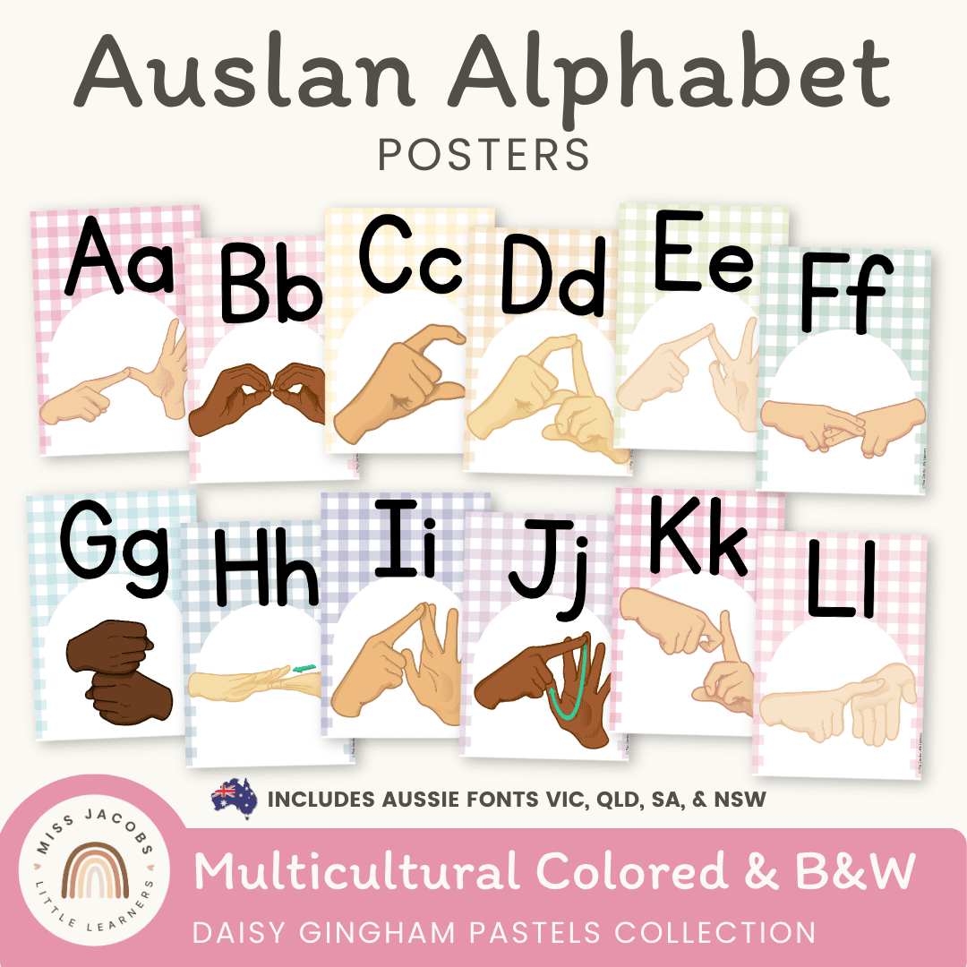 Auslan Alphabet Posters (Australian Sign Language) - Daisy Gingham Pas ...