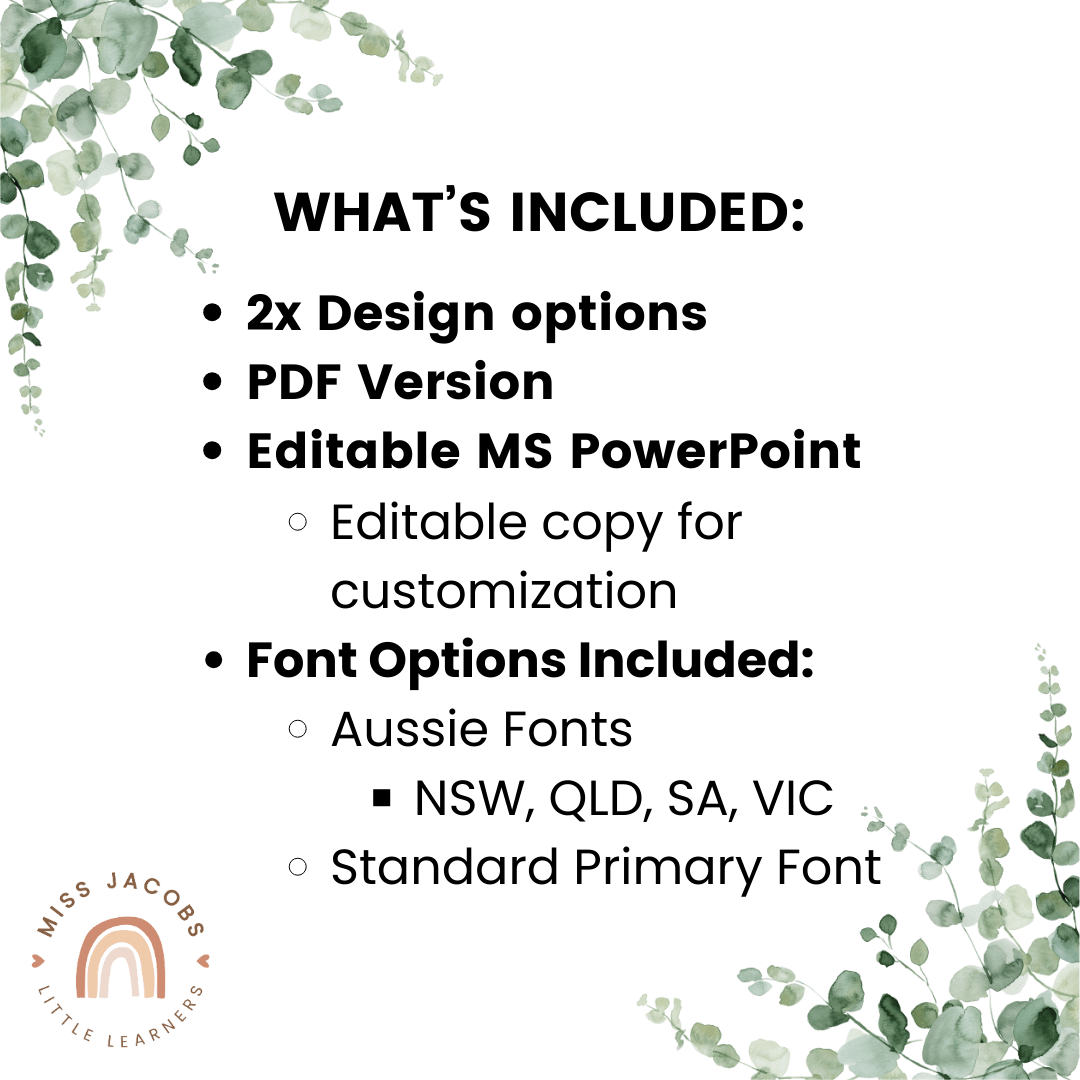 Auslan Alphabet Posters - Modern Botanical Theme - Miss Jacobs