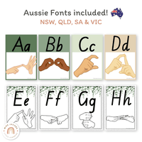Auslan Alphabet Posters - Modern Botanical Theme - Miss Jacobs