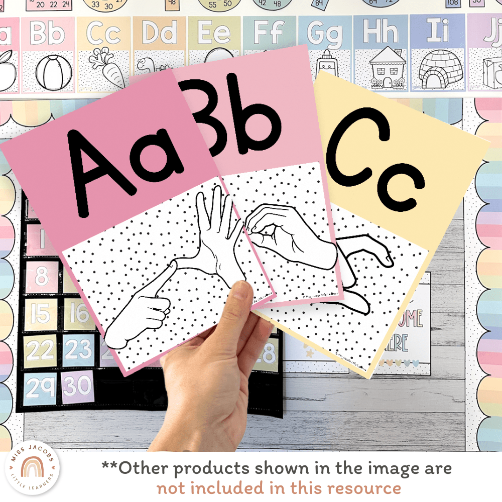 Auslan Alphabet Posters - Australian Sign Language - Spotty Pastel ...