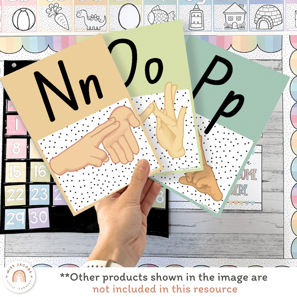 Auslan Alphabet Posters - Australian Sign Language - Spotty Pastel