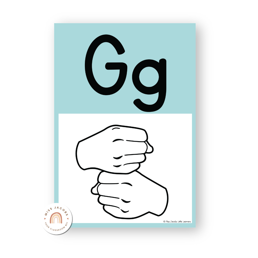 Auslan Alphabet Posters - Australian Sign Language - Spotty Pastel