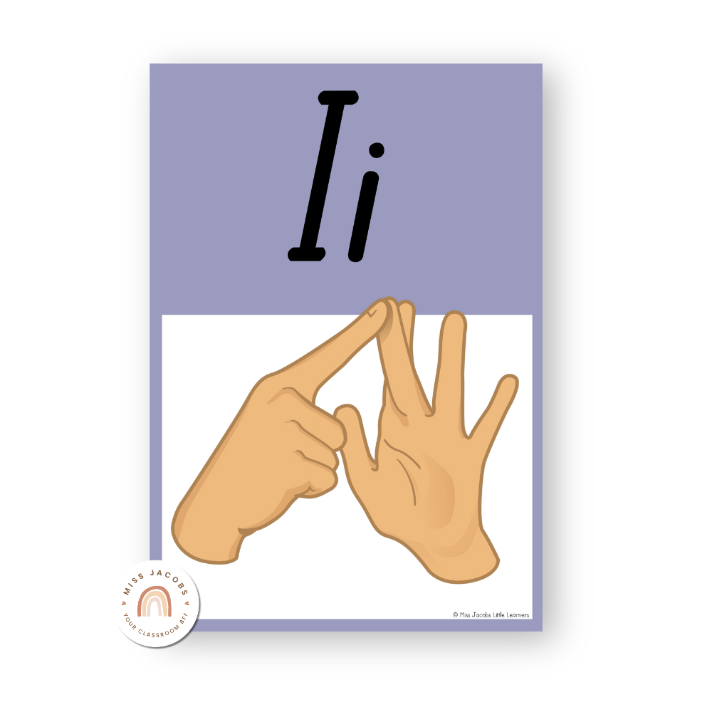 Auslan Alphabet Posters - Australian Sign Language - Spotty Pastel