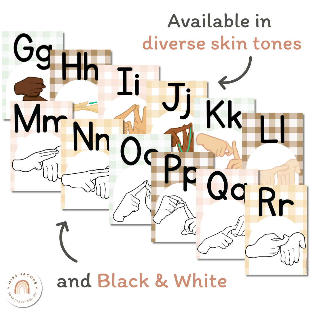 Auslan (Australian Sign Language) Alphabet Posters | Daisy Gingham Neu