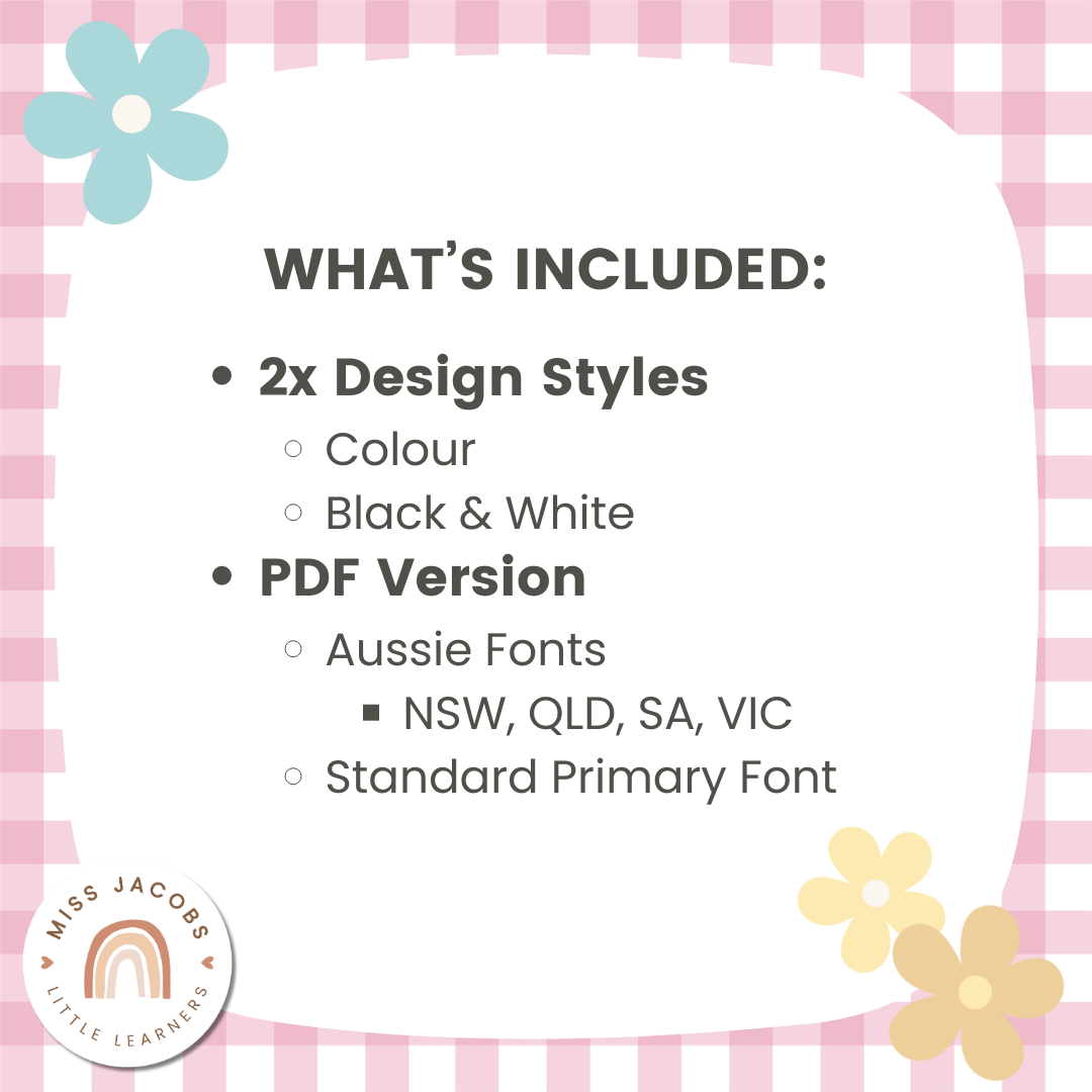 Auslan Alphabet Posters (Australian Sign Language) - Daisy Gingham Pas