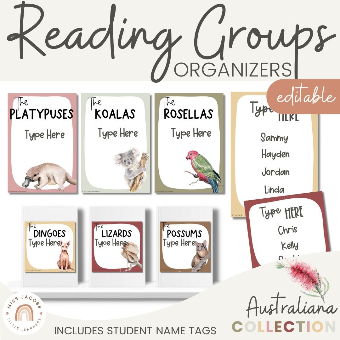 Reading Group Organizers & Labels - Australiana Theme - MJLL