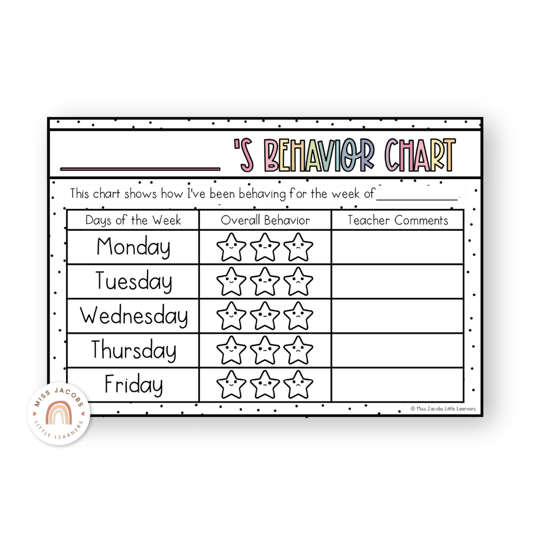 Behavior Clip Chart - Spotty Pastel Classroom Decor - Miss Jacobs ...