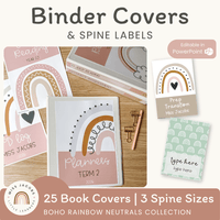 Binder Covers and Spine Labels - Boho Rainbow Neutrals Theme - MJLL ...