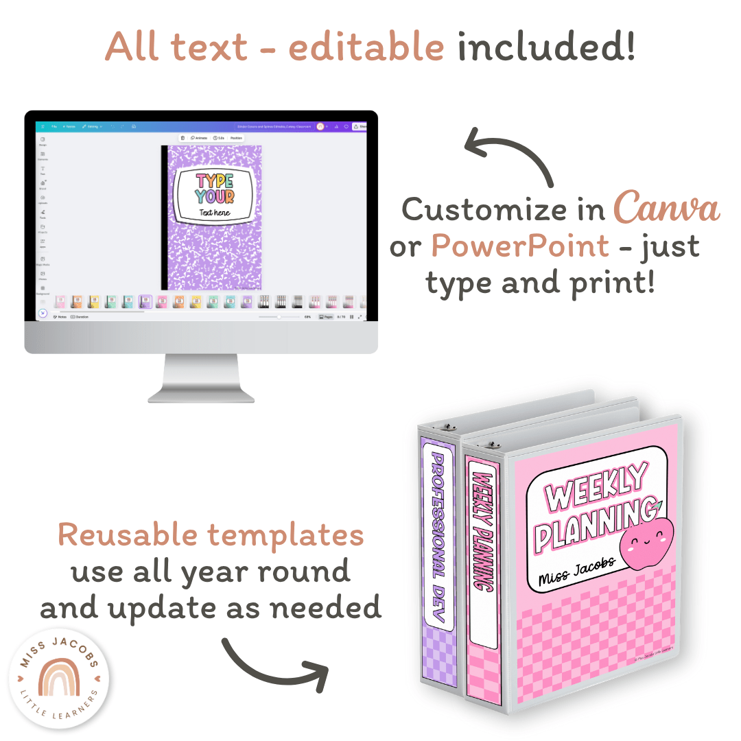 Binder Covers and Spine Labels - Cutesy Classroom Theme - Miss Jacobs