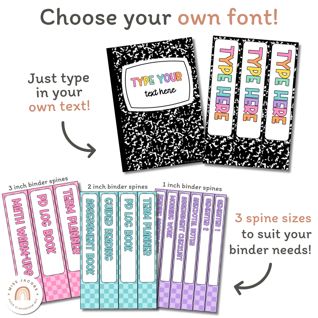 Binder Covers and Spine Labels - Cutesy Classroom Theme - Miss Jacobs ...