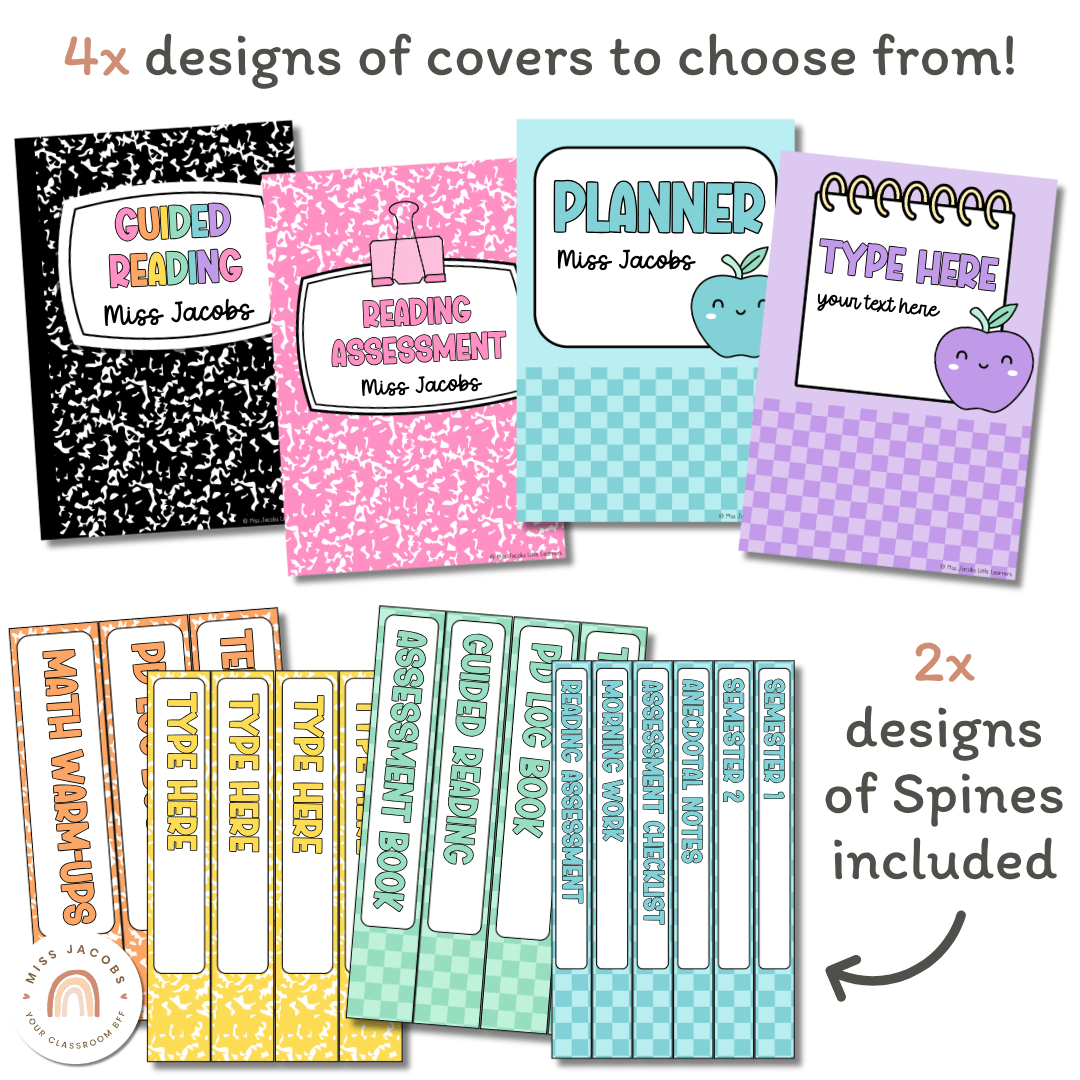 Binder Covers and Spine Labels - Cutesy Classroom Theme - Miss Jacobs ...