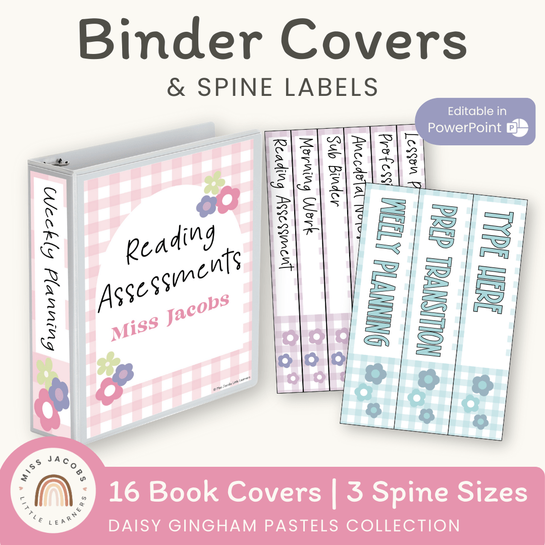 Binder Covers and Spines | Daisy Gingham Pastels