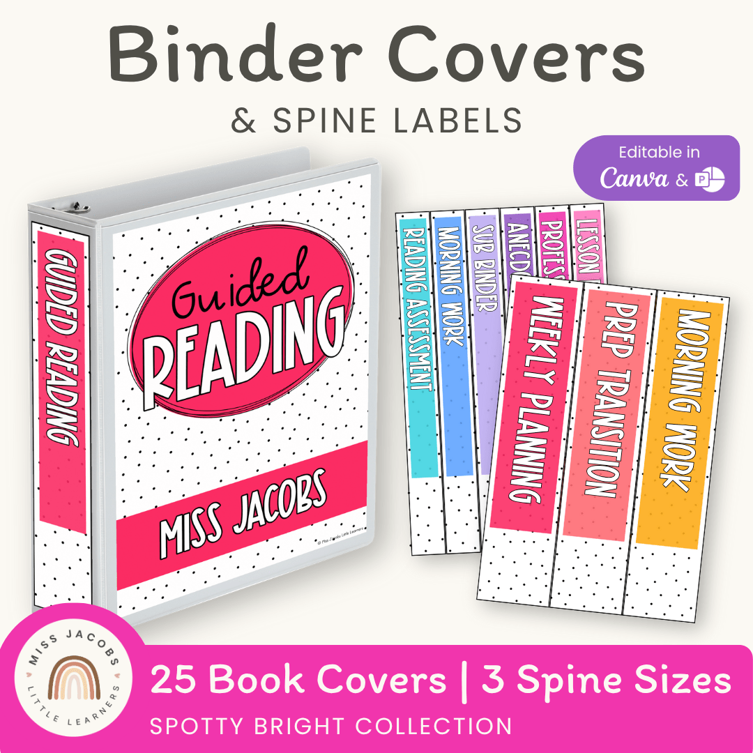 Binder Covers and Spine Labels - Spotty Bright Theme - MJLL
