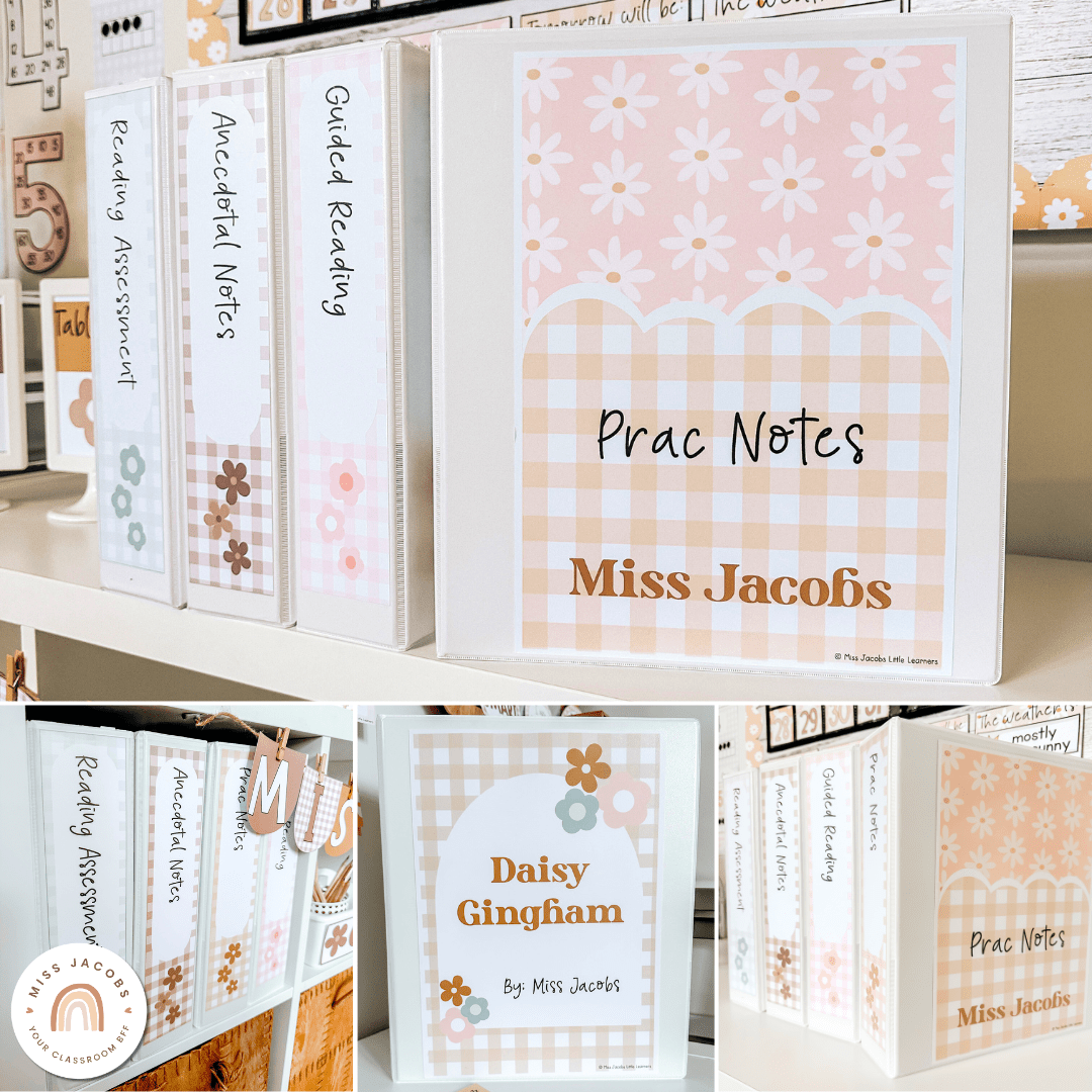 Binder Covers and Spines | Daisy Gingham Neutrals