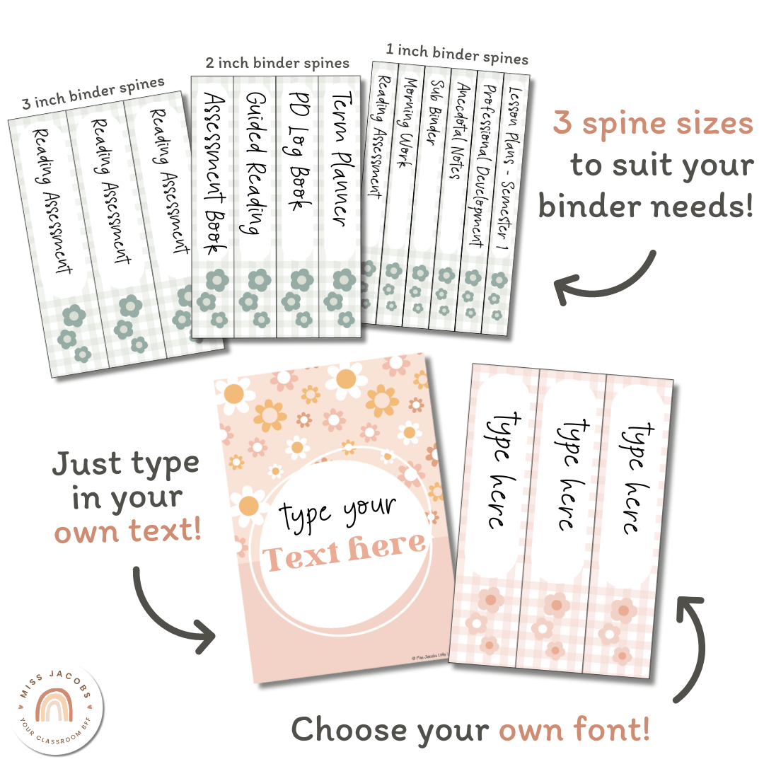 Binder Covers and Spines | Daisy Gingham Neutrals