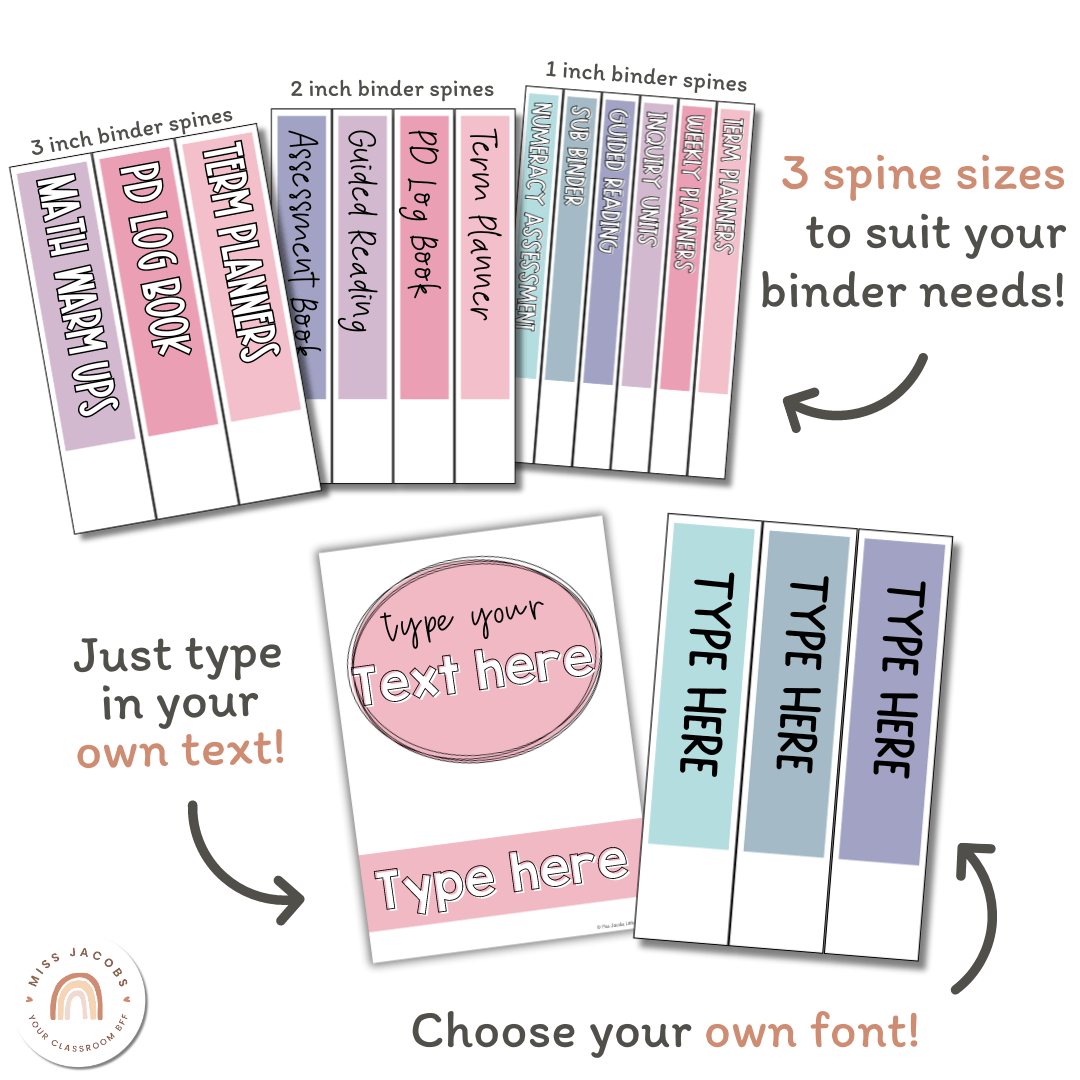 Binder Covers and Spines | Pastels