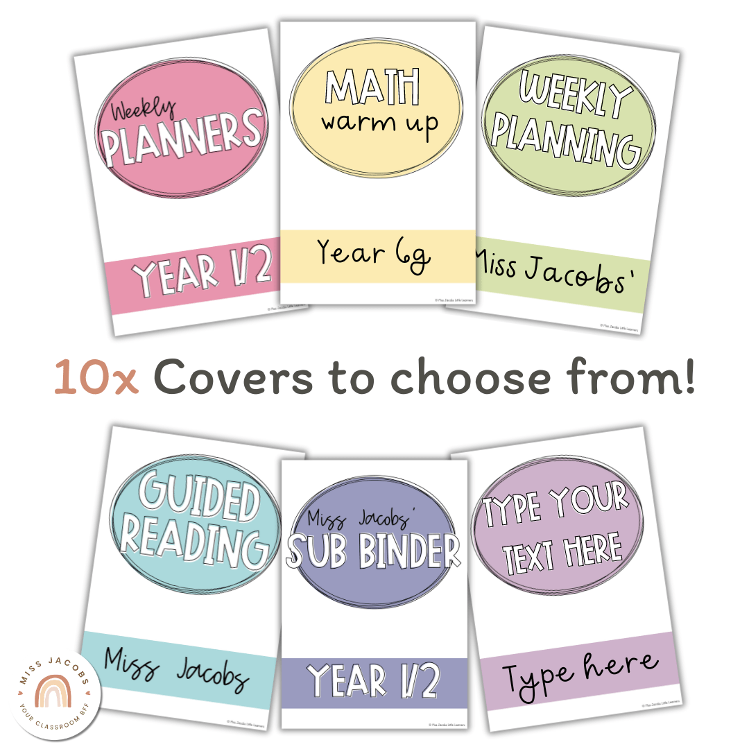 Binder Covers and Spines | Pastels