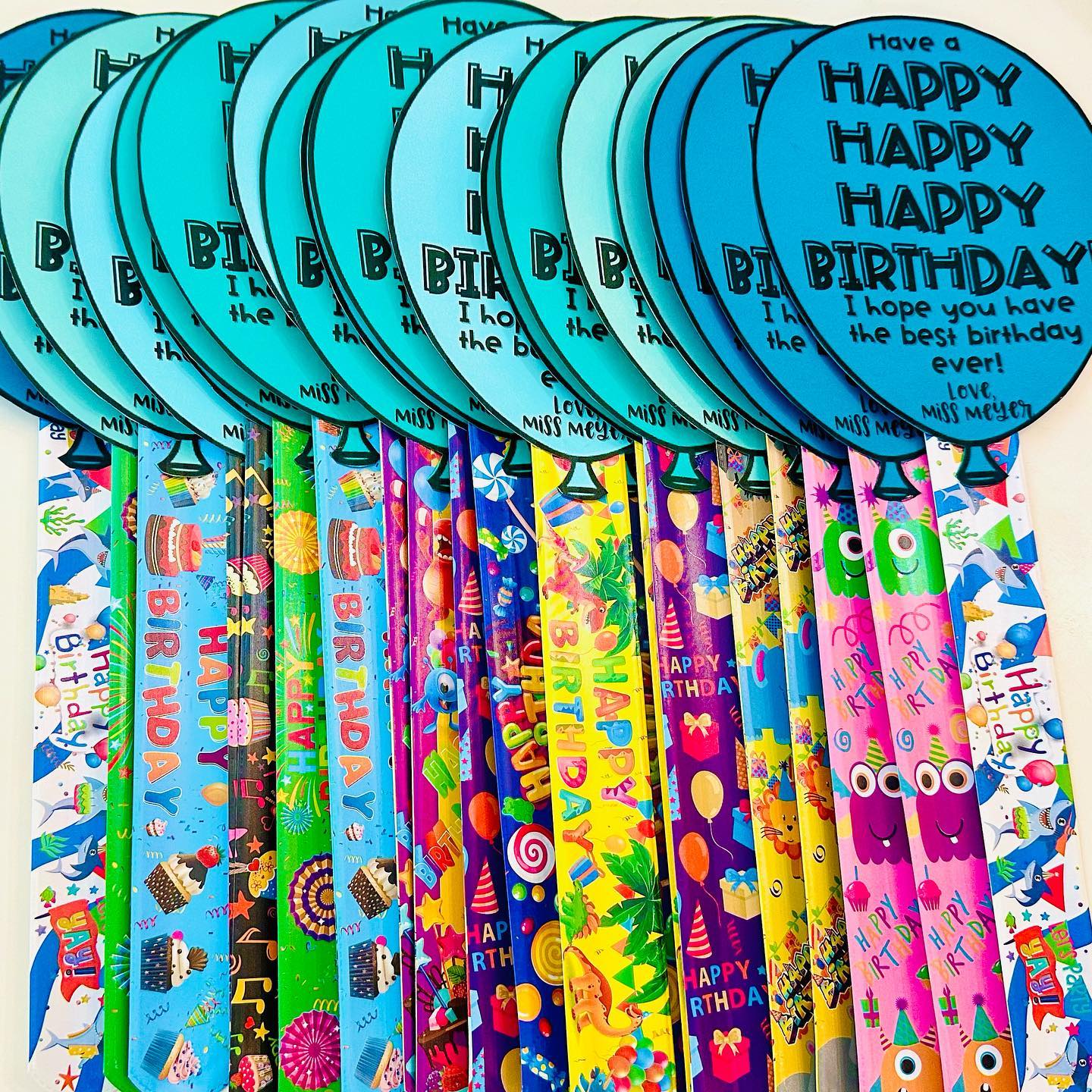 Birthday Balloon Straw Toppers | Birthday gift for students
