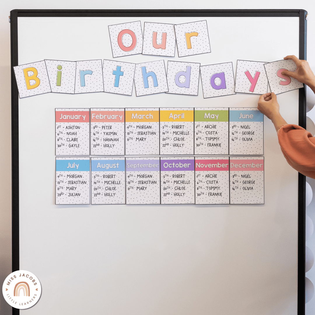 Birthday Chart - Spotty Bright Theme - Miss Jacobs