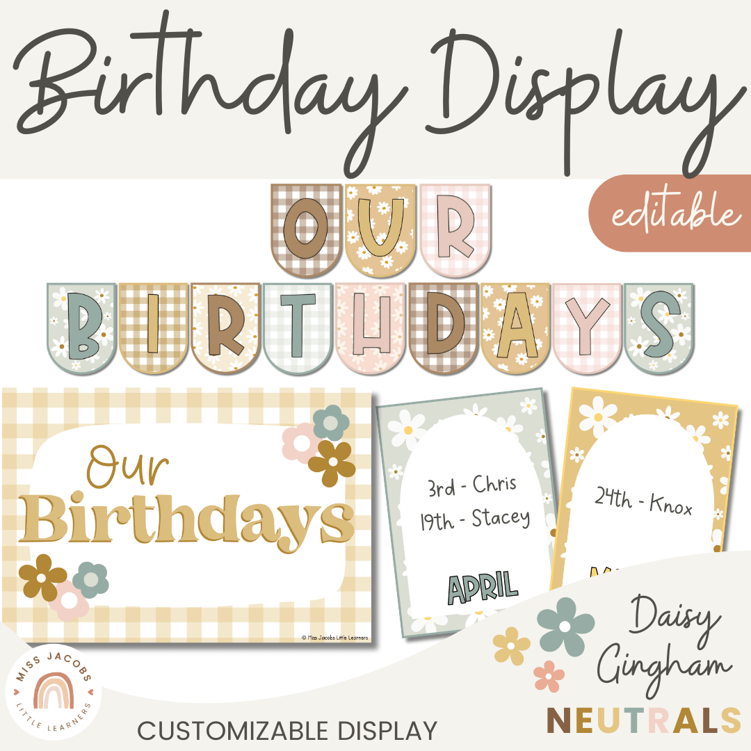 Birthday Display | Daisy Gingham Neutrals