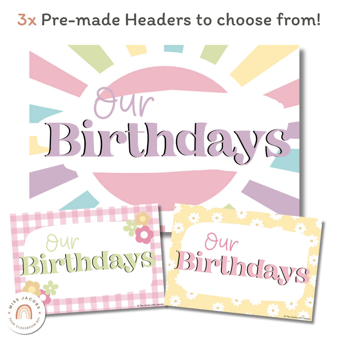 Birthday Display | Daisy Gingham Pastels - Miss Jacobs Little Learners